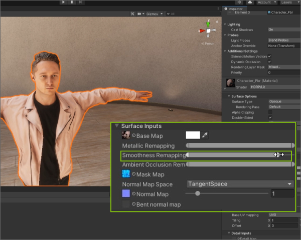 Adjust the Smoothness Remapping parameter if you think that the character is too shiny.