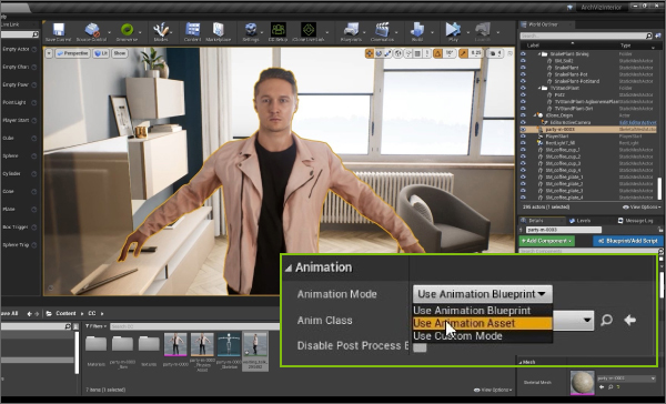 Pick a target avatar, then go to the "Detail" panel to change the "Animation Mode" to "Animation ...