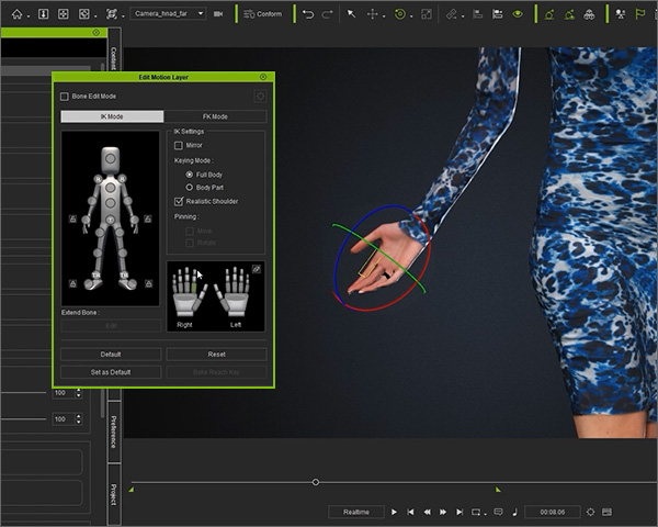 Use the Edit Motion Layer to tweak gesture details.