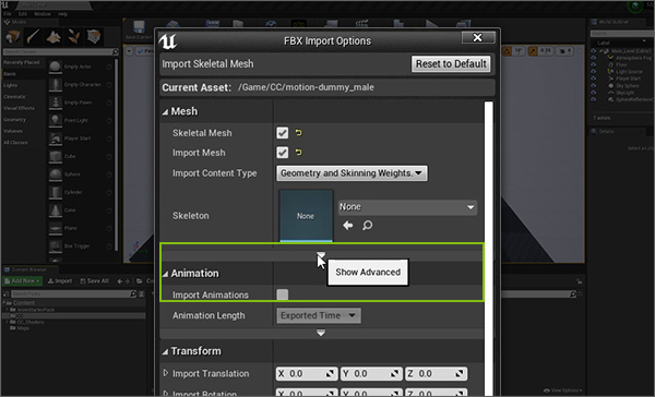 Click the arrow to expand the advanced settings.